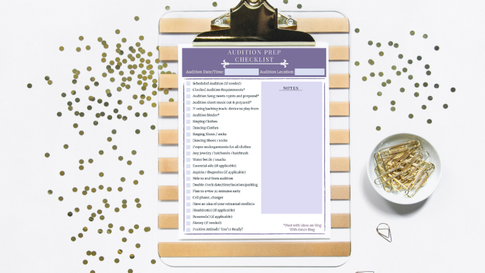 Complete Musical Theatre Audition Prep Checklist : Sing With Grace